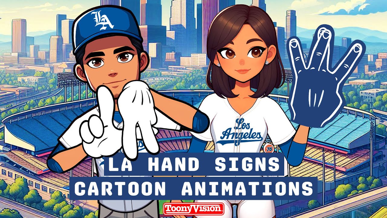 Dodgers Cartoon LA Hand Sign Animations - YouTube