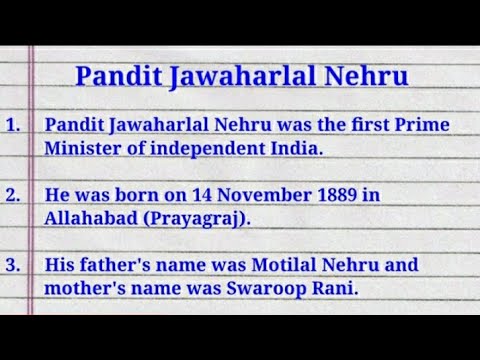 10 Lines Essay on Pandit Jawaharlal Neharu in English || Pandit ...