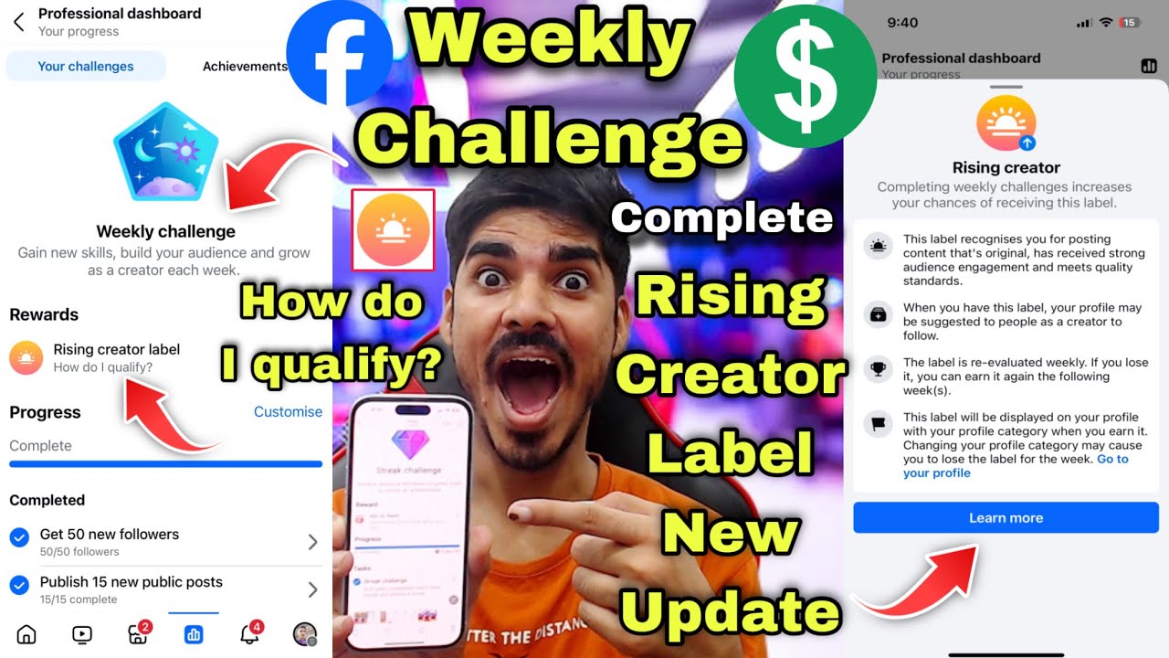 Facebook Weekly Challenge Complete 🤑 Rising Creator Label How Do I ...
