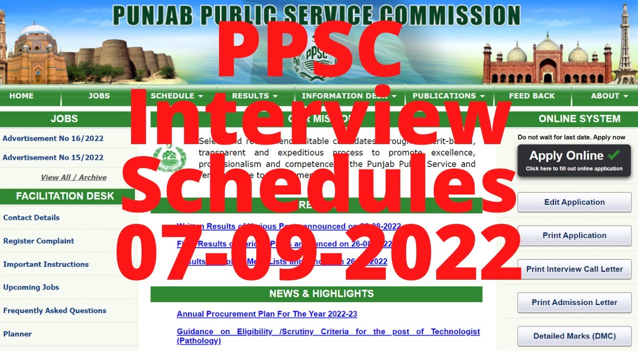 PPSC Latest Interviews schedules 07-09-2022-ppsc latest interview ...