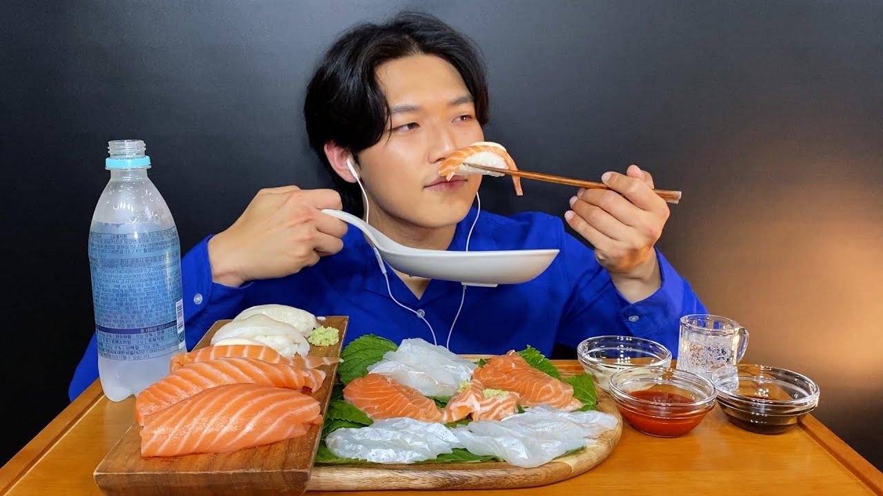 연어 광어 And대왕연어초밥까지 오랜만에 협찬ㅎㅎ Feat 푸디콕 Asmr먹방ㅣasmr Muckbangㅣseafoodㅣ