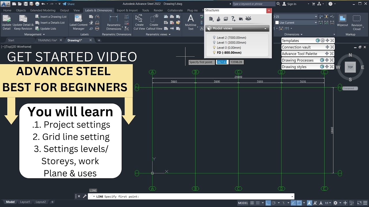 AUTODESK ADVANCE STEEL BEGINNERS TUTORIAL - YouTube