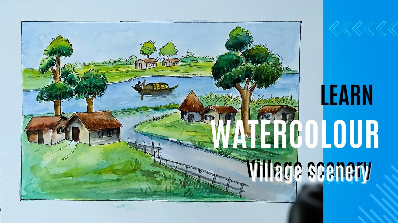 How to Paint Landscape | Scenery of Beautiful nature | Watercolour ...