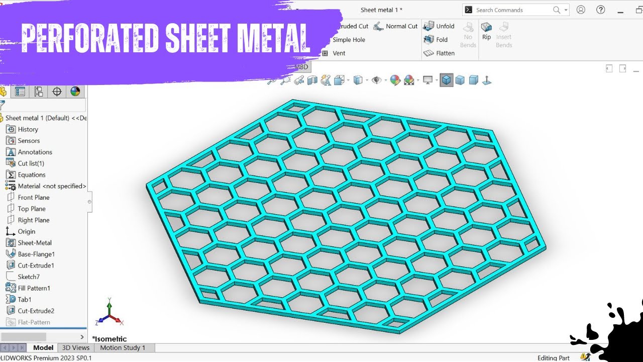 Perforated Sheet Metal | SolidWorks Exercise for beginners #33 - YouTube