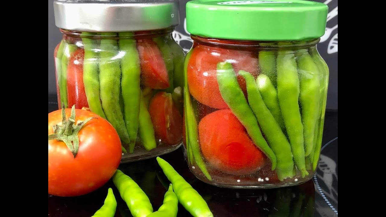 Feferone i paradajz zimnica, Pepperoni and tomatoes in a jar for the ...