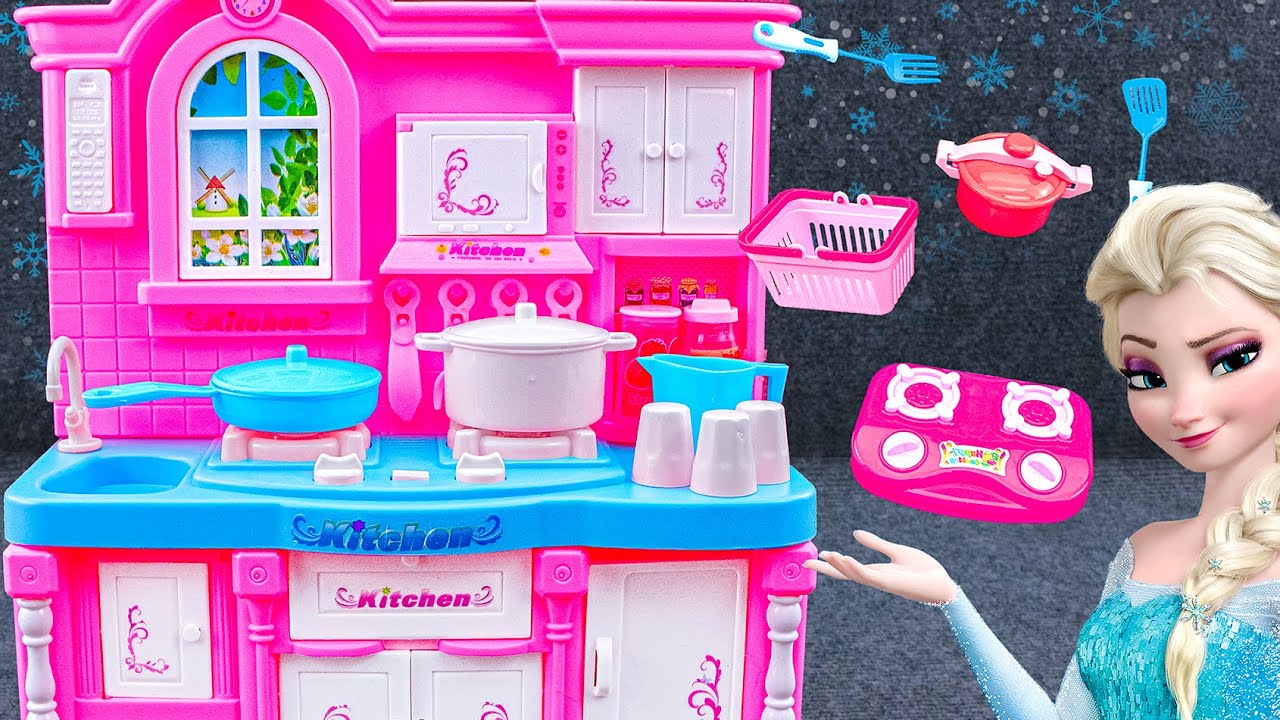6 Minutes Satisfying with Unboxing Elsa Kitchen Playset, Cooking toys ...
