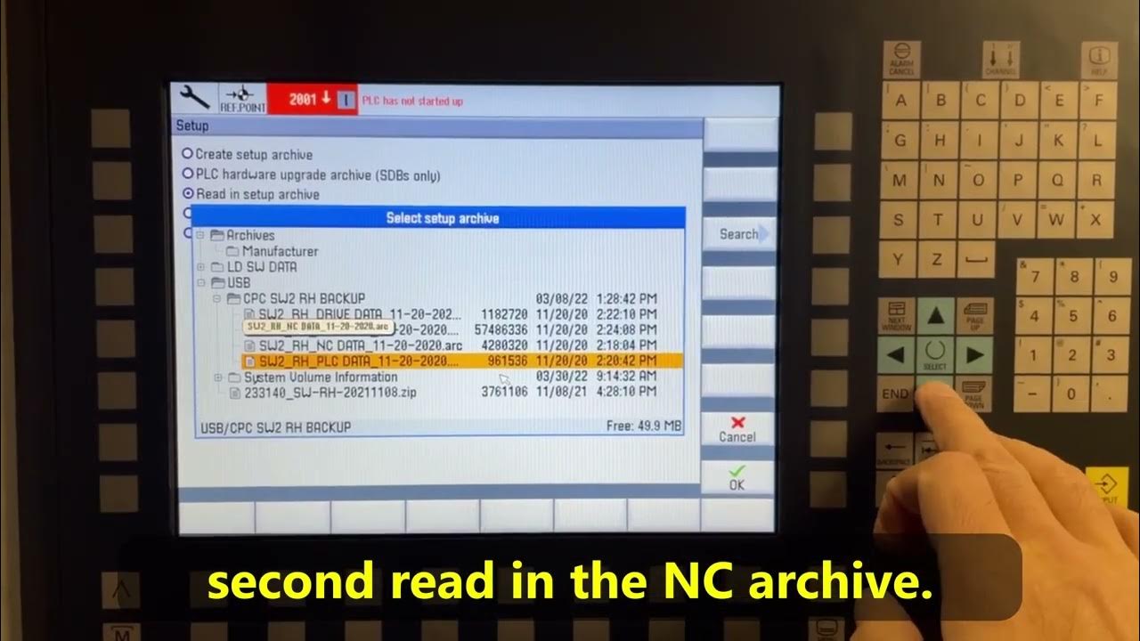 Sinumerik 840D sl Read In Archive from USB - YouTube