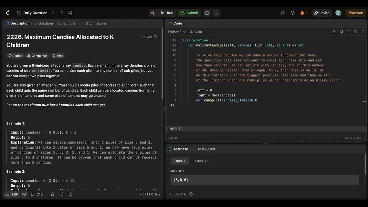 [ LeetCode ] Maximum Candies Allocated to K Children | Python - YouTube