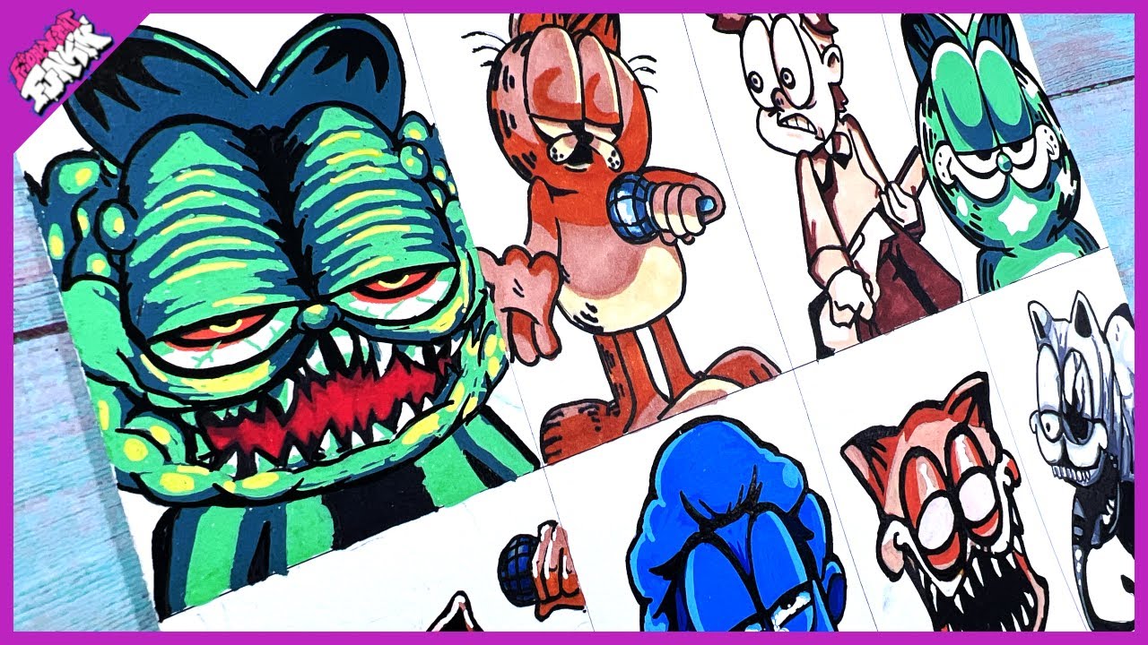 Drawing Gorefield mod/ Garfield / Jim Davis / lumpy touch/ Friday Night ...