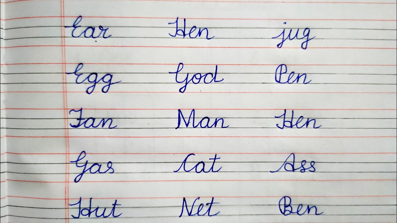 Cursive writing|| Three letter words cursive writing || Cursive writing ...