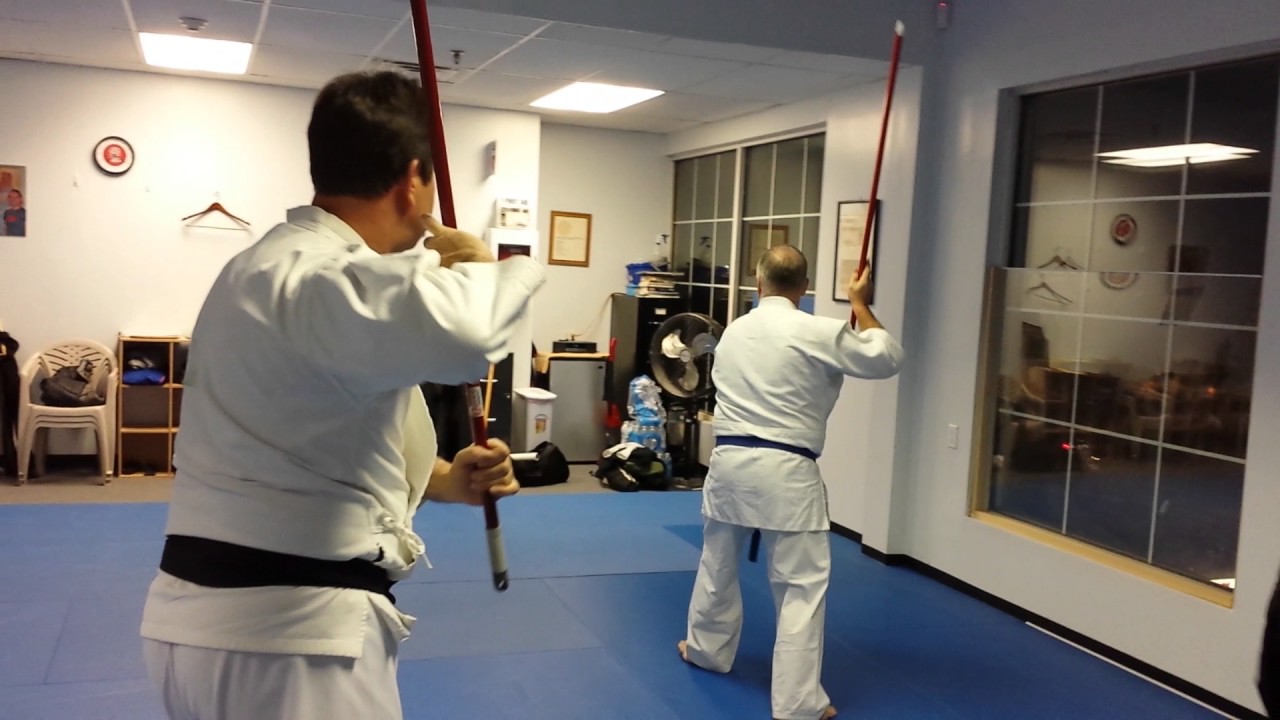 Aikido 13 Jo Kata with environmental weapons - YouTube