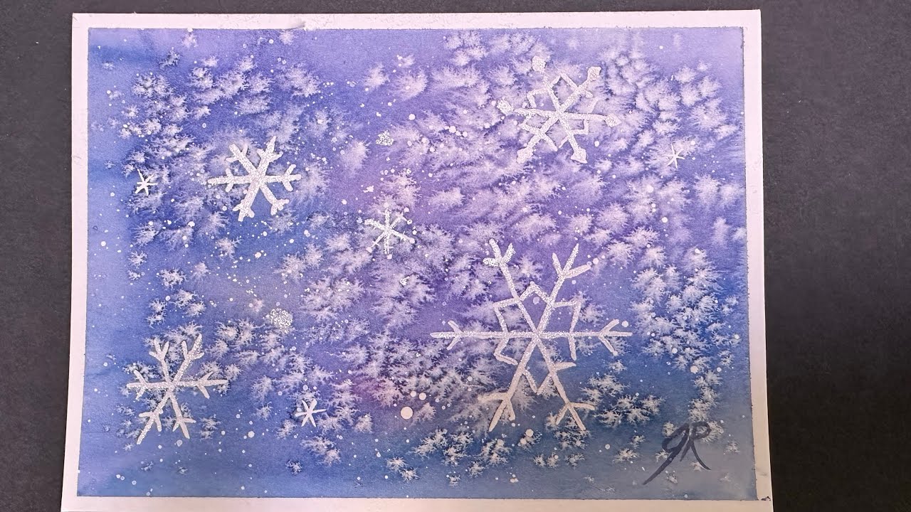 Paint a Snowflake Art Card with Watercolours! - YouTube
