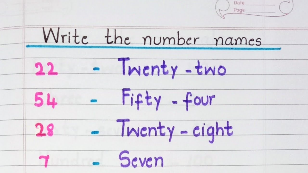 Write the number names - YouTube