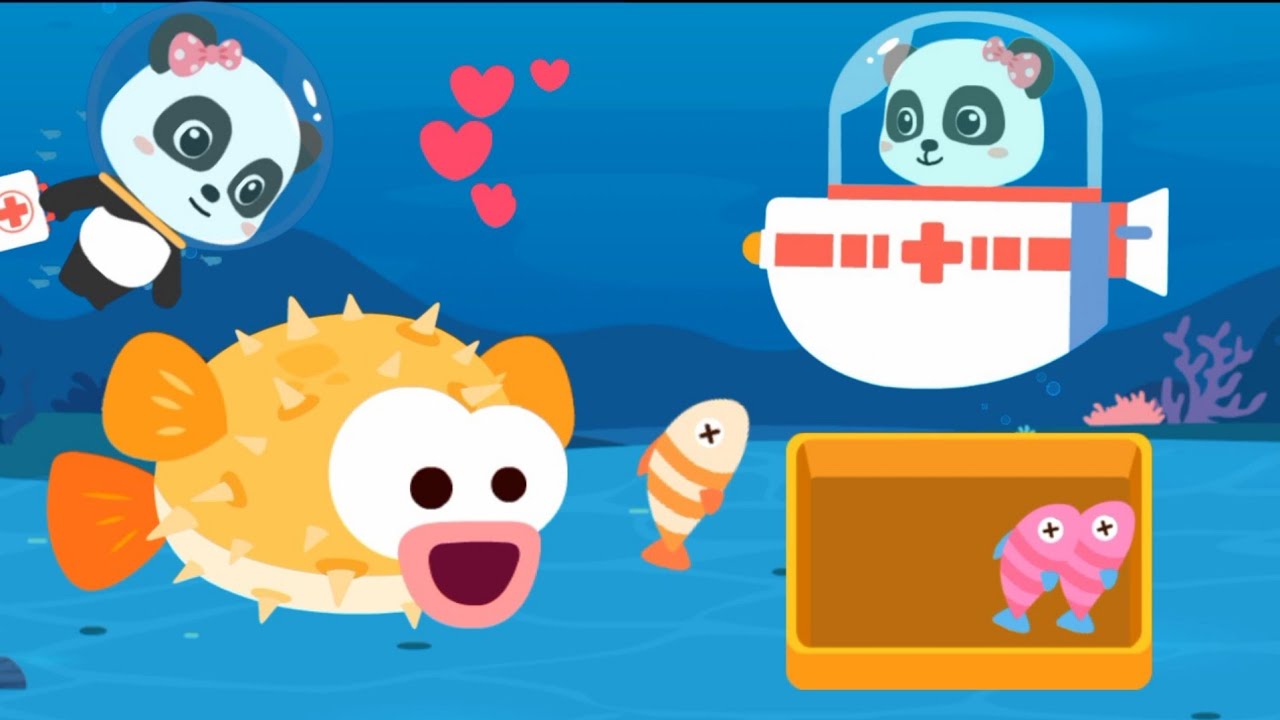 BABYBUS KIKI HELP TURTLE & PUFFER FISH IN OCEAN | IKAN BUNTAL & PENYU ...