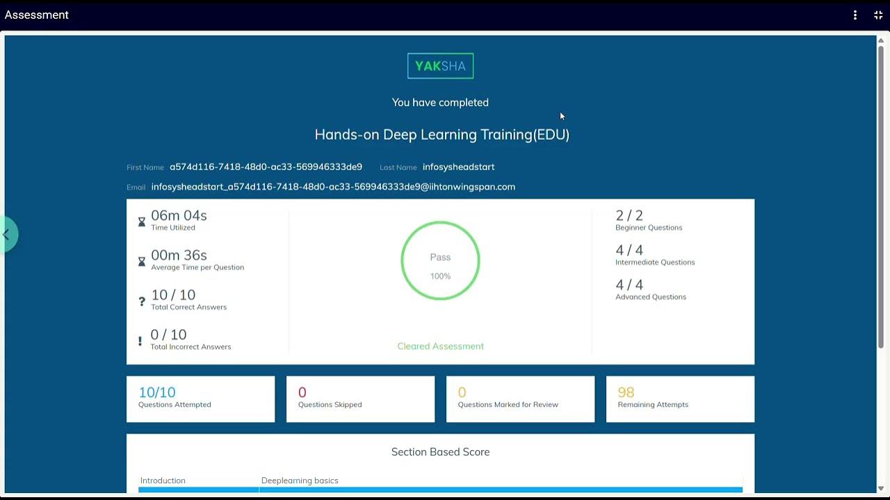 HANDS ON DEEP LEARNING TRAINING INFOSYS SPRINGBOARD ASSESSMENT ANSWER - YouTube