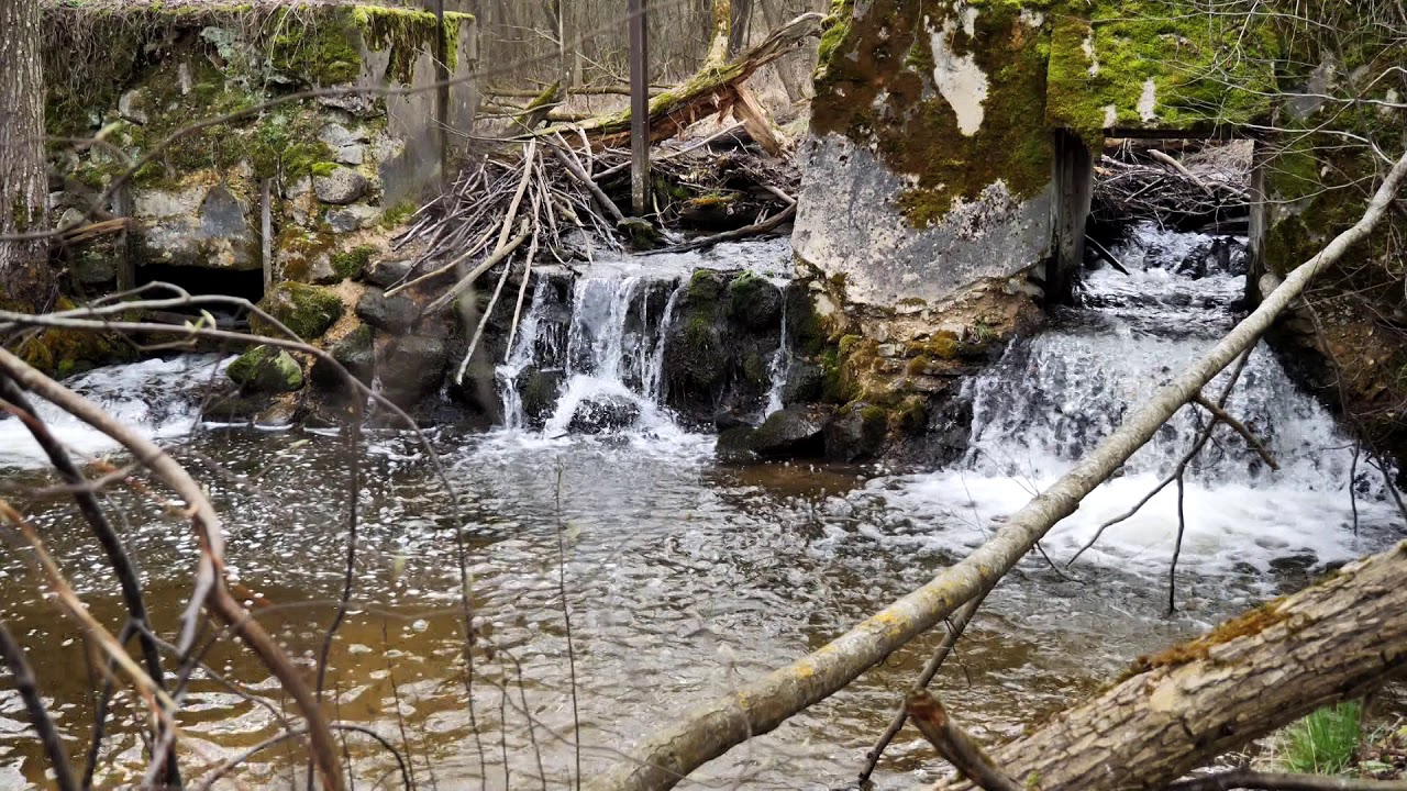 Relaxing waterfall of destroyed old watermill, HD - YouTube