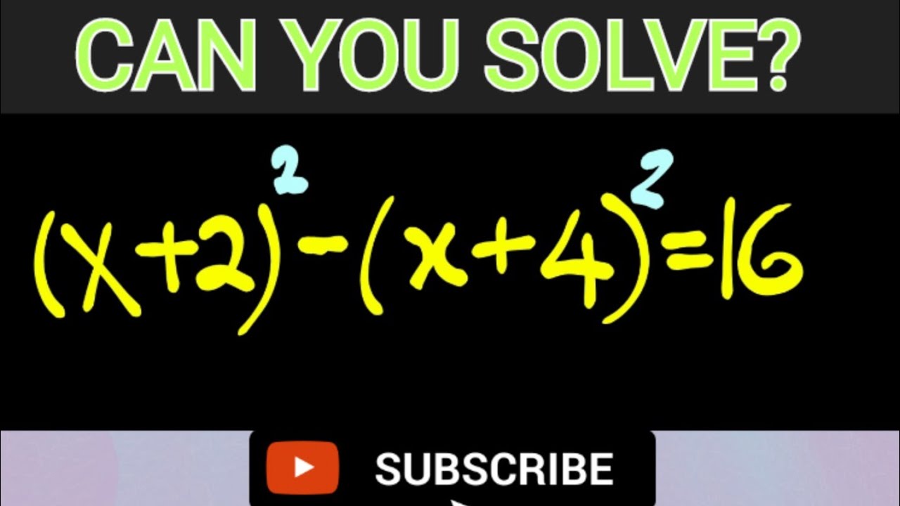 Solving a difference of two squares equation. #quadraticequation # ...