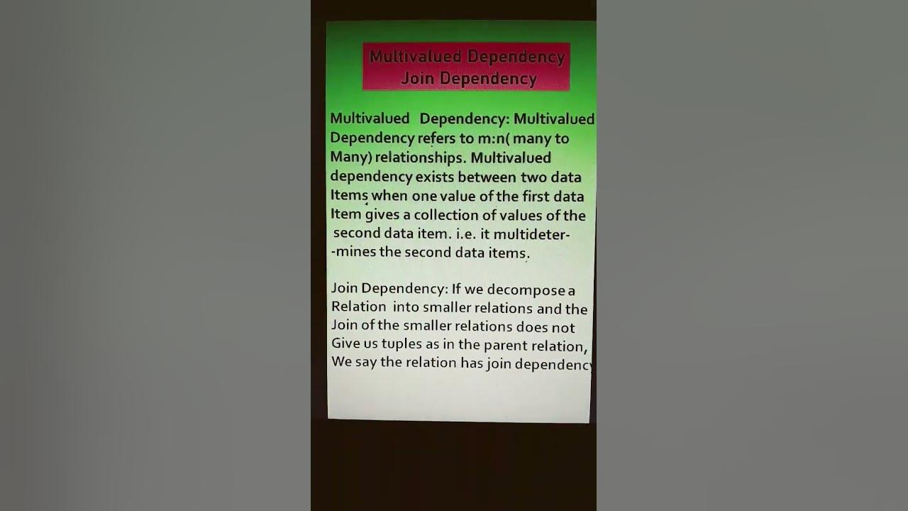 What is Multivalued Dependency and Join Dependency in DBMS | MCS-043| IGNOU TEE - YouTube