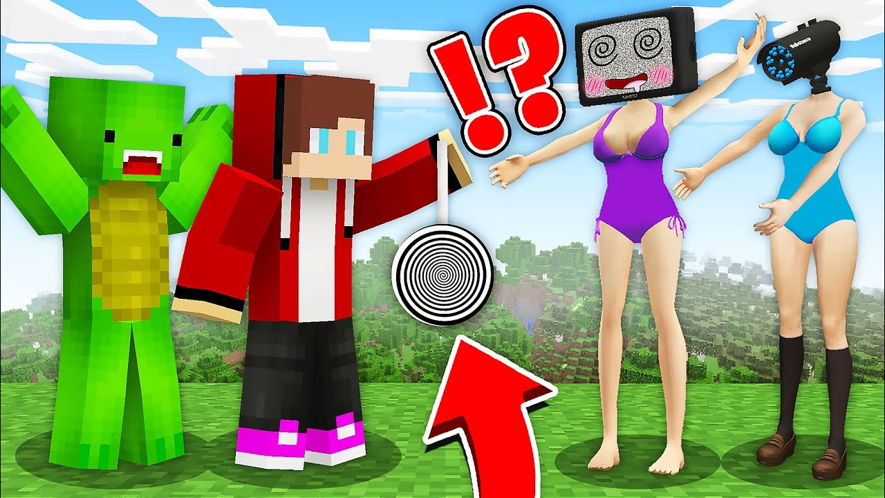 JJ and Mikey HYPNOTIZED TV WOMAN and CAMERA WOMAN in Minecraft - Maizen ...