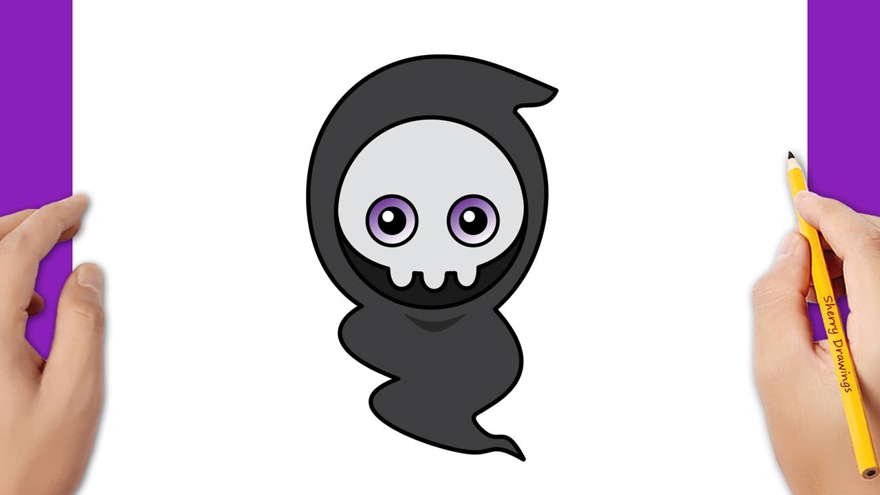 HOW TO DRAW A CUTE GRIM REAPER EASY | Halloween drawing - YouTube