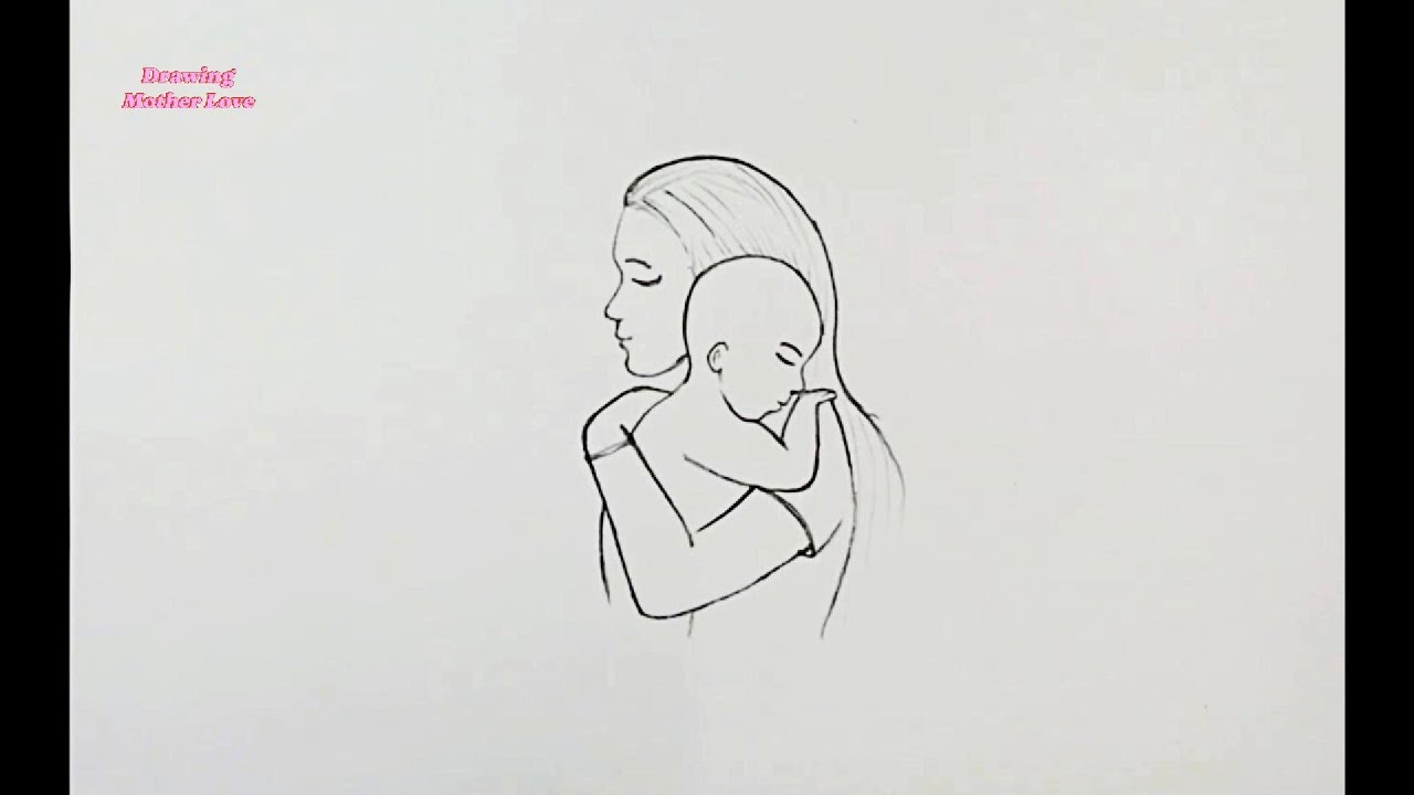 Mother's Day Drawing with Pencil sketch for beginners | Mother and ...