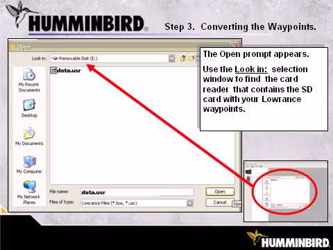 HumminBird How to Convert Lowrance Waypoints to Humminbird - YouTube