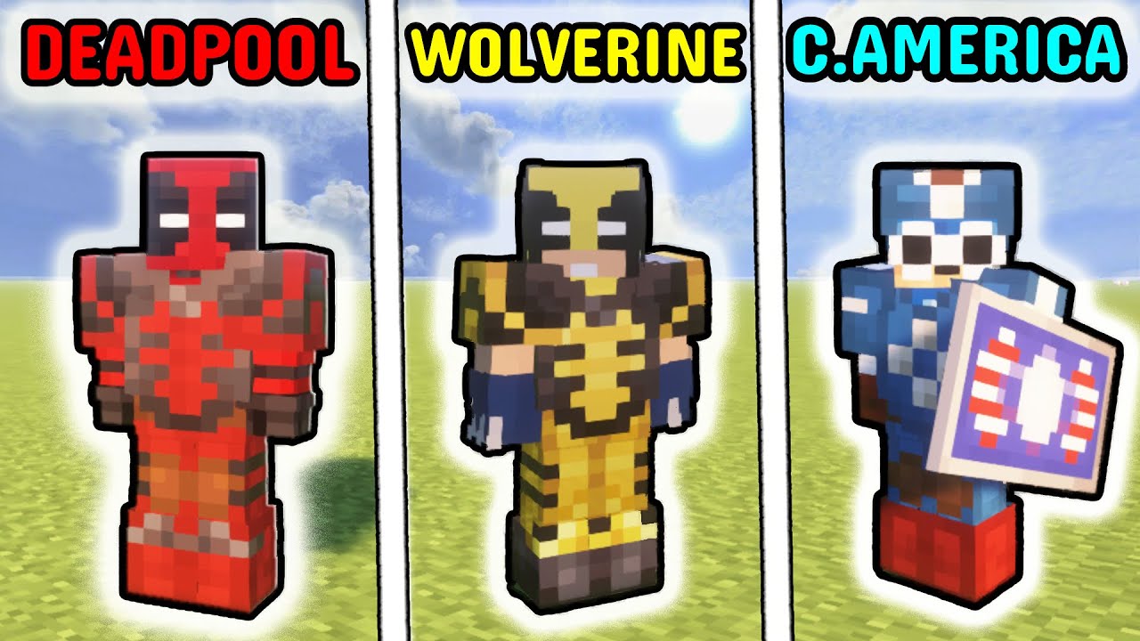 3 MARVEL Armor Costumes in Minecraft TUTORIAL - YouTube