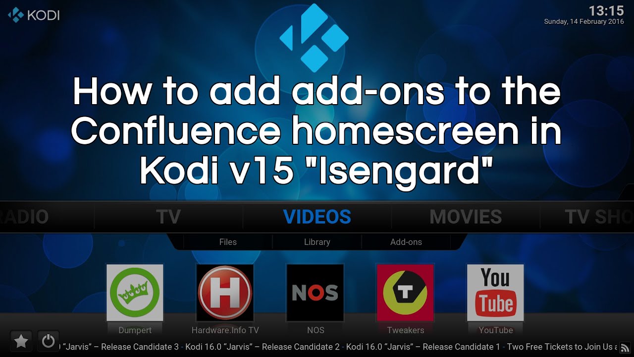 Adding add-ons to the home screen in Kodi - YouTube