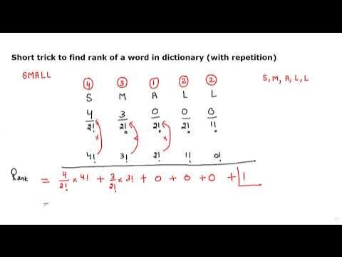 Short trick to find rank of a word in dictionary with repetition - YouTube