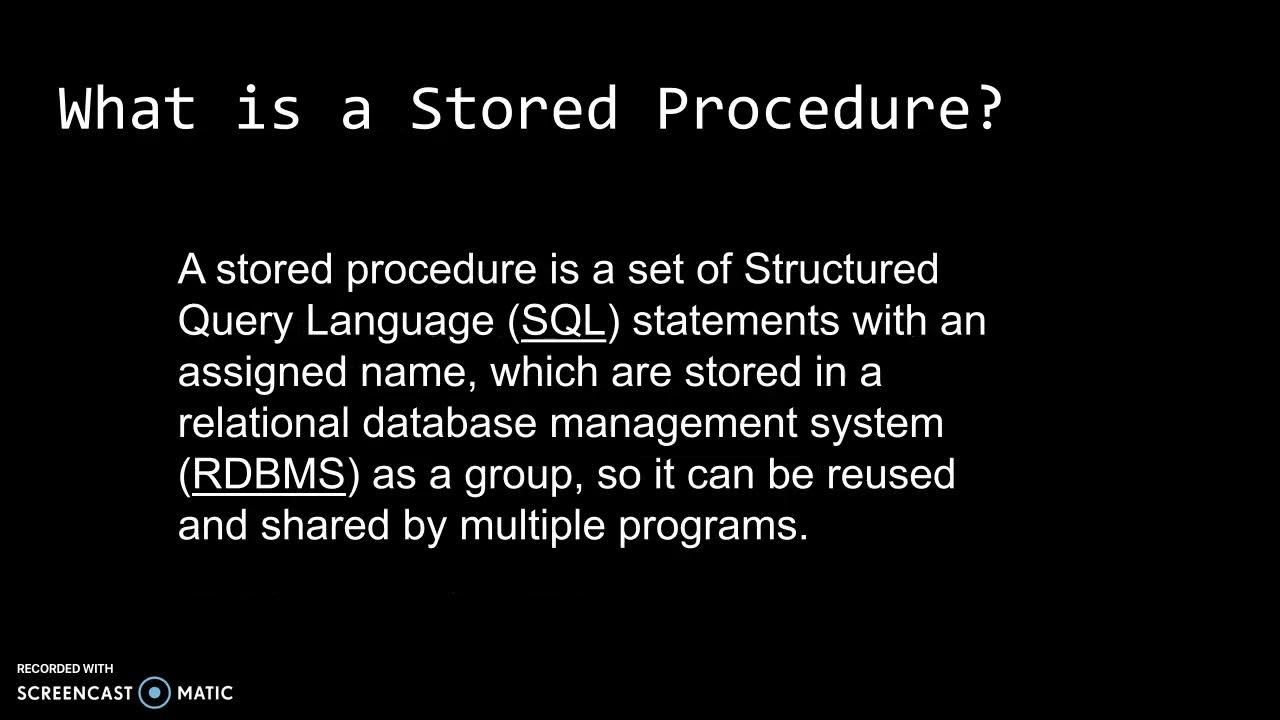 Introduction to Stored Procedures - YouTube