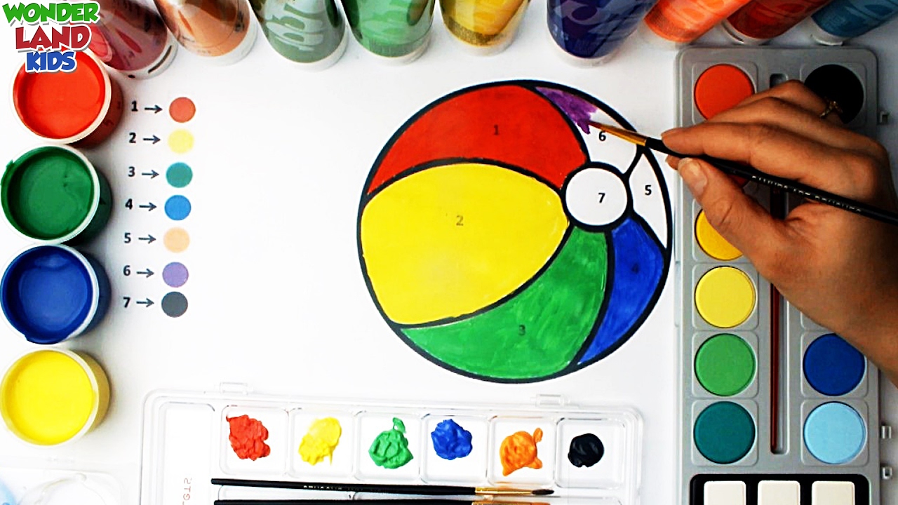 Learning Colors and numbers with watercolor for Preschool kids ...