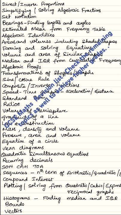 Gcse Maths Topics Revision List Gcsemaths Igcsemaths Exam Edexcelmaths Aqagcsemaths Maths