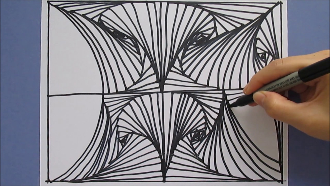 Relaxing Line Illusion Drawing 2 - YouTube
