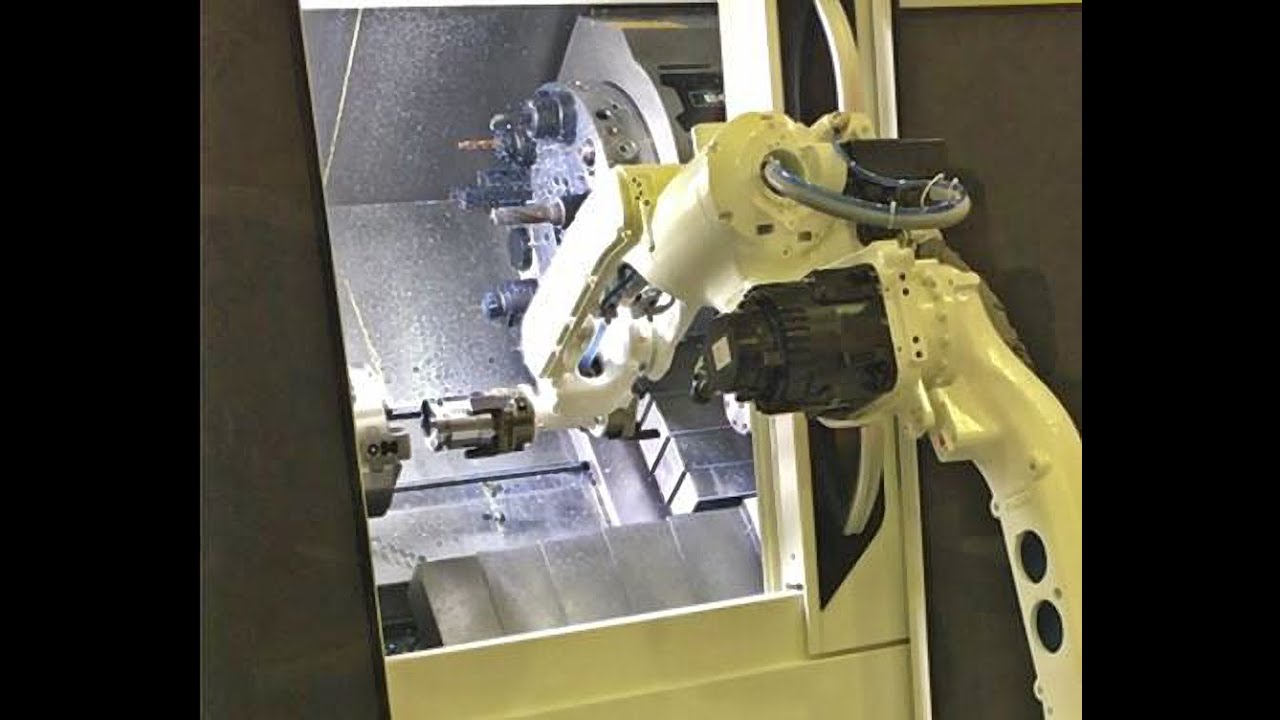 Роботизированное обслуживание токарного станка с ЧПУ | Robotic CNC ...