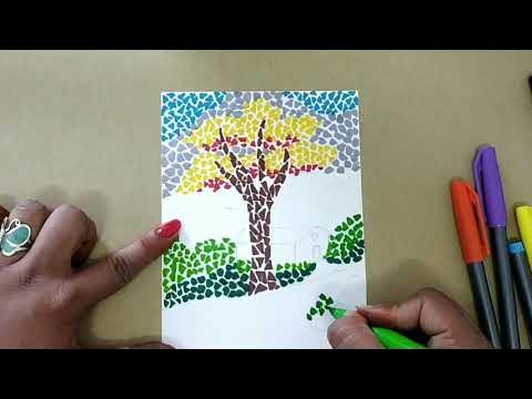 Mosaic art# easy mosaic art for kids# mosaic art with sketch pens # ...