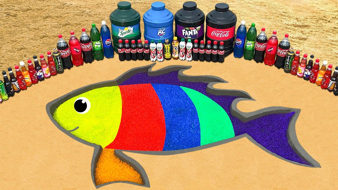 How To Make Rainbow Fish with Orbeez & Big Fanta, 7up, Pepsi, Coca Cola ...
