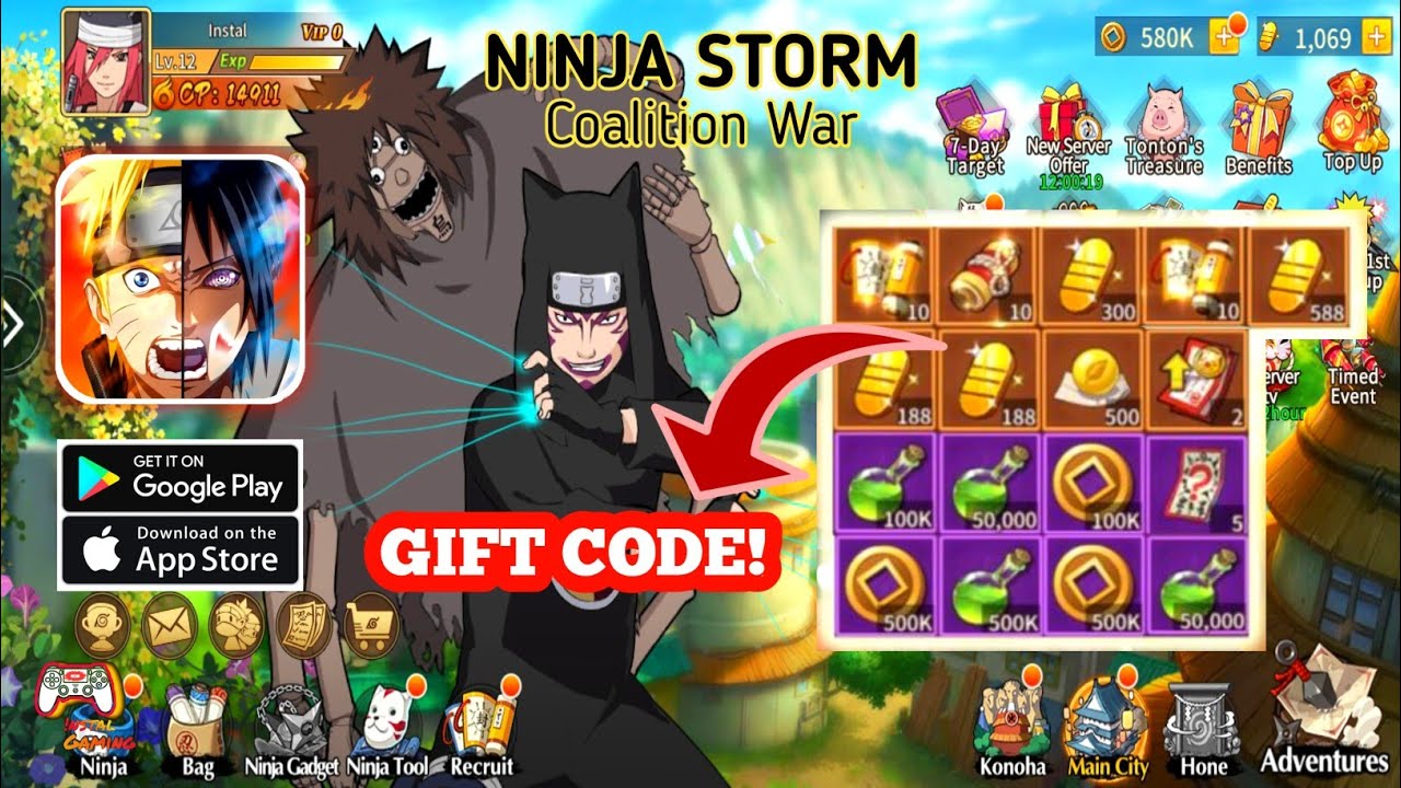 Free 8 New Gift Codes! Ninja Storm Coalition War Gameplay - Naruto RPG IOS - YouTube