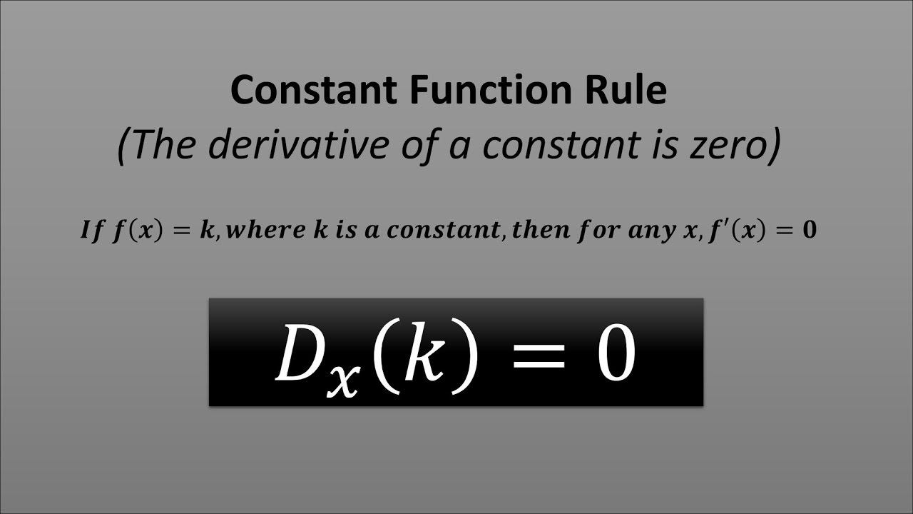 Basic Derivative Rules. The derivative of a constant - YouTube
