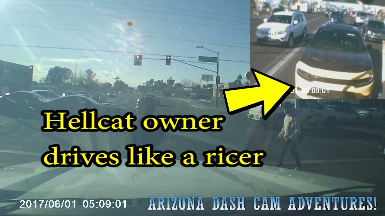 Hellcat owner drives like a ricer & is taught a lesson! [AZ DASHCAM ...