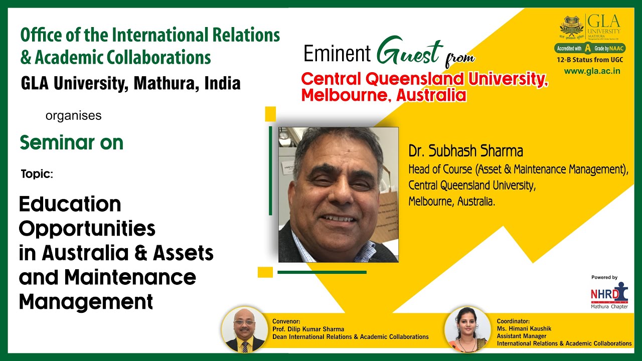 Dr. Subhash Sharma from Central Queensland University, Australia ...
