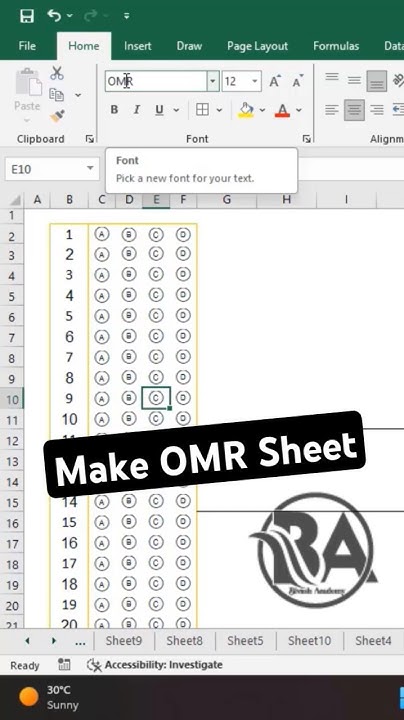Make OMR Sheet in Excel ll Bivash Academy - YouTube