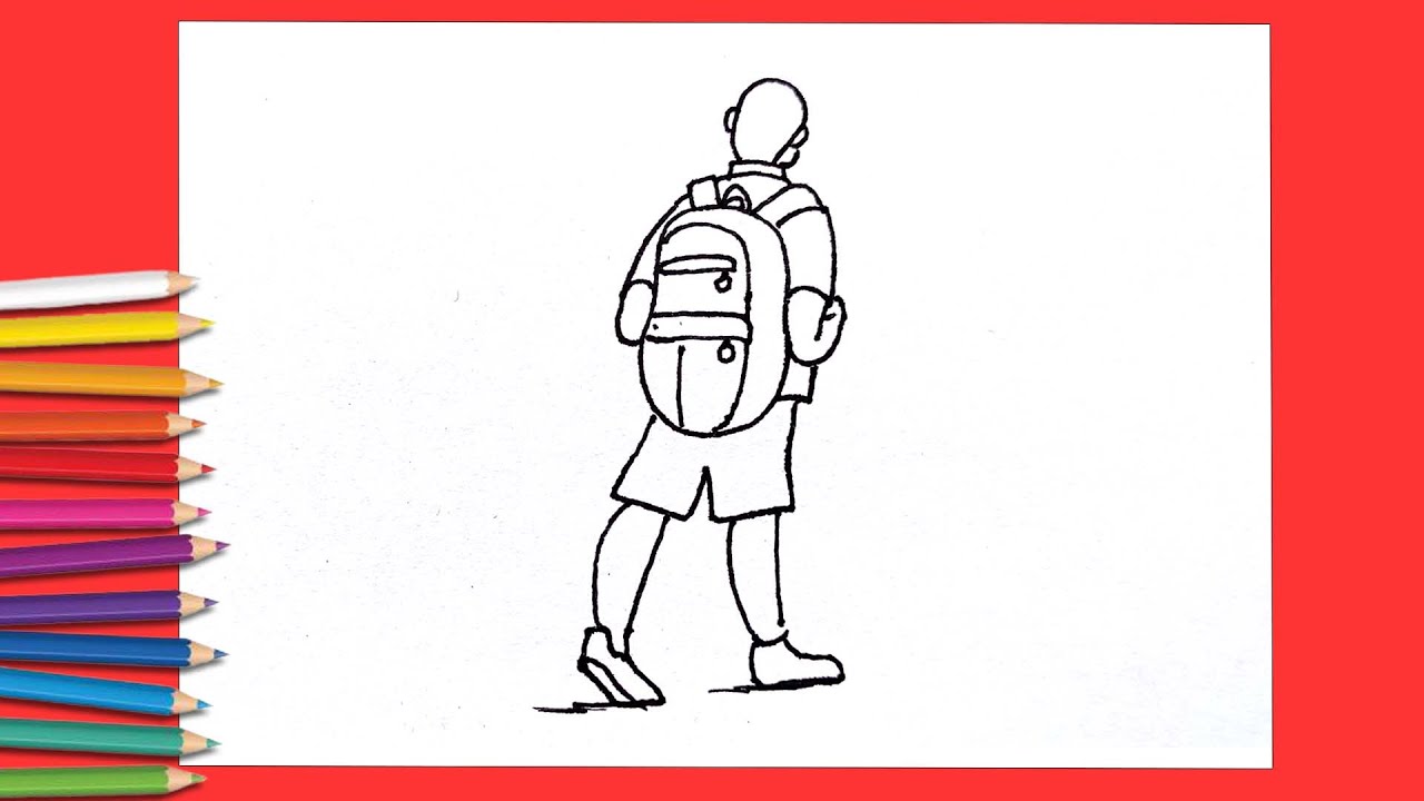 How to draw a boy with a backpack easy step by step - YouTube