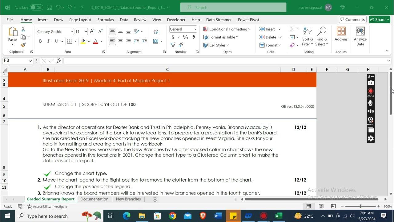Illustrated Excel 2019 | Module 4 End of Module Project 1 | Dexter Bank ...