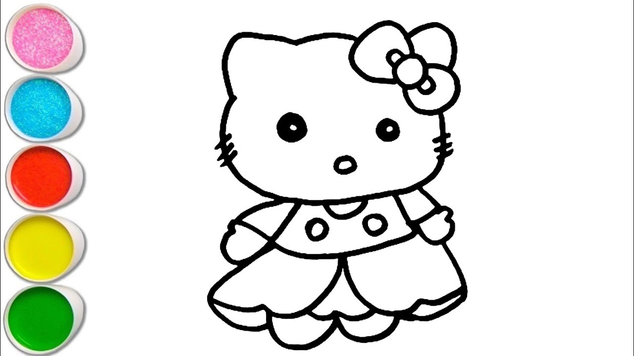 Hello Kitty Dress Drawing, Painting & Coloring For Kids, Toddlers_How ...