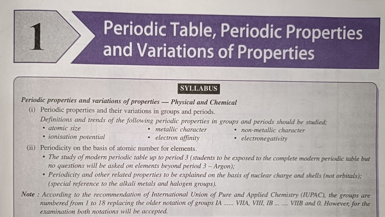 Periodic Table,Periodic Properties and Variations of Properties Chapter ...