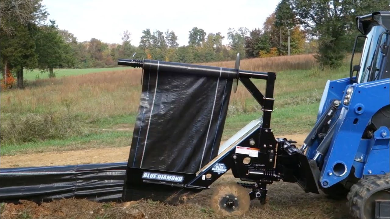 Skid Steer Silt Fence Installer by Blue Diamond - YouTube