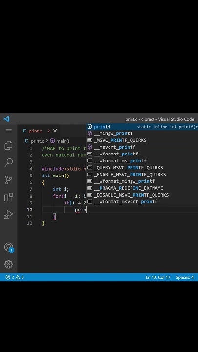Print the first 10 even natural number | 'C' language | code_with_shamsi |#trendshorts #coding # ...