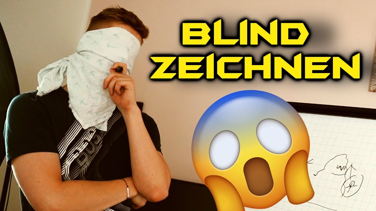 BLIND zeichnen Challenge! 😱 - YouTube