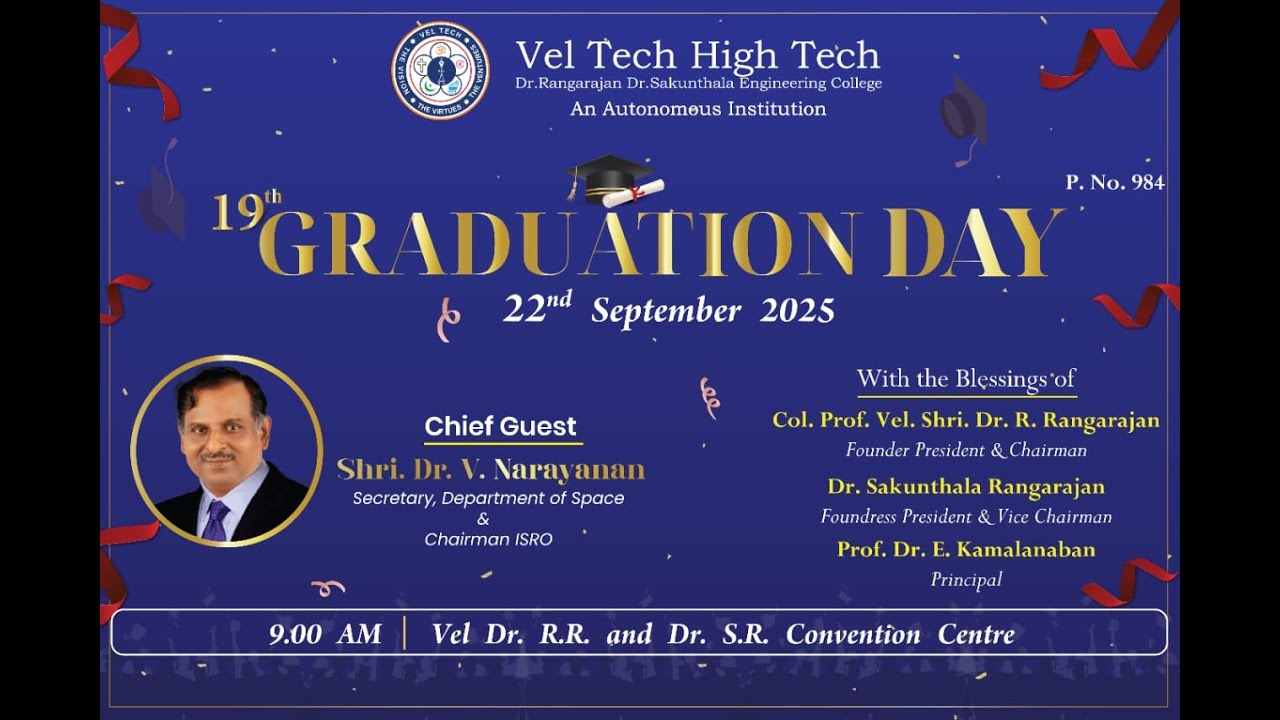 VEL TECH HIGH TECH - 19th Graduation Day | 22-09-2025 - YouTube
