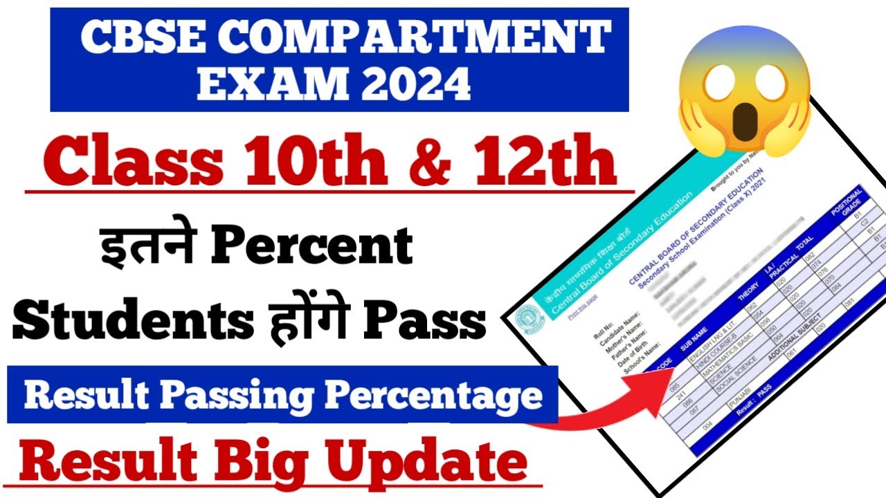 CBSE Compartment Result 2024 इतने Percent होंगे students pass # ...